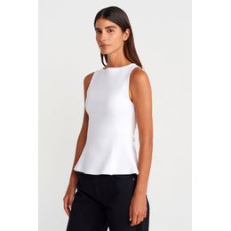 Taillierte &auml;rmellose Peplum-Bluse