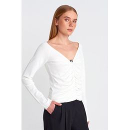 Damen Slim Fit Ripp-Strick V-Ausschnitt Pulli