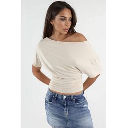 Asymmetrisches Nackenweiches Viskose-Strickoberteil