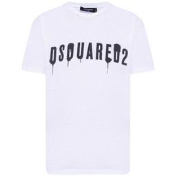 Dsquared2 Dripping Spray Logo Wei&szlig;es T-shirt