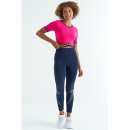 Elastisches Crop-T-Shirt mit Rundhalsausschnitt