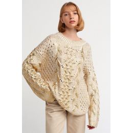 Oversized Kabelstrick-Pullover mit Rundhalsausschnitt