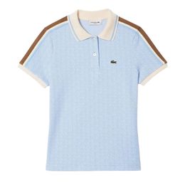 Lacoste - Poloshirt f&uuml;r Damen, Jacquard, Schmal, kurz&auml;rmlig (Blau)