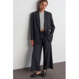 Hose mit weitem Bein aus Krepp und Gummizugbund