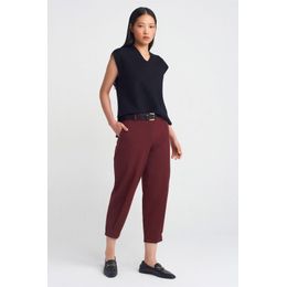 Damen Capri-Hosen mit G&uuml;rtel und geradem Bein