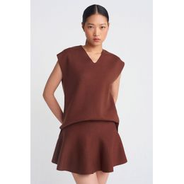 Damen Ribbed V-Ausschnitt Strickweste