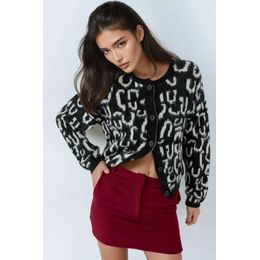 Jacquard Langarm-Button-Cardigan