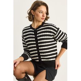 Haarzopf Strickjacke mit Knopfverschluss