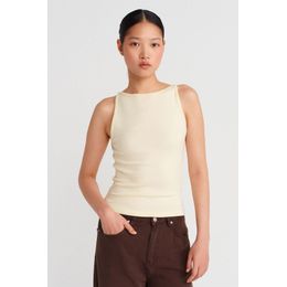 Rippoptik Neckholder Slim-Fit Bluse