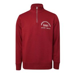 Gant - Sweatshirt f&uuml;r Herren, mit halbem Rei&szlig;verschluss, Regul&auml;r (Rot)