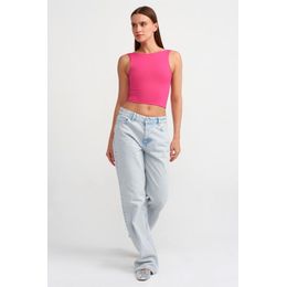 Damen &auml;rmellose Cut-Out Crop-Bluse
