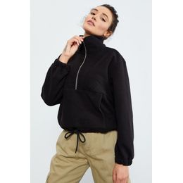 Oversized Halbzip Pl&uuml;sch Sweatshirt