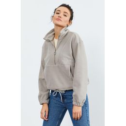&Uuml;bergro&szlig;er Half-Zip Pl&uuml;sch Hoodie