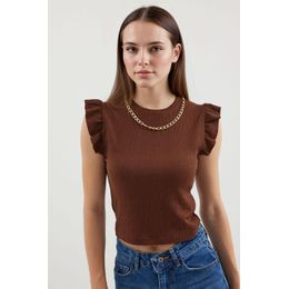 Rippstrick &Auml;rmellose Rundhalsbluse