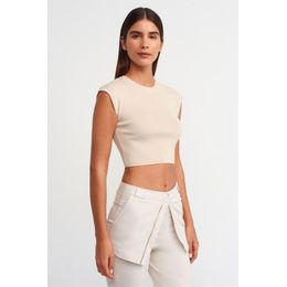 Damen &auml;rmelloses geripptes Crop-Top-T-Shirt