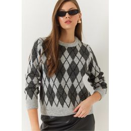 Baklava-Muster Rundhals-Strickpullover