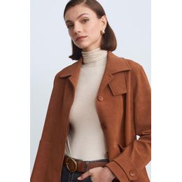 Damen Kunstsuede Knopfjacke