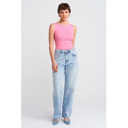 Hochtaillierte Straight-Leg Mom Jeans