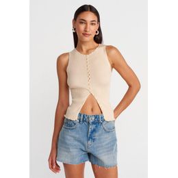 &Auml;rmelloser Rippstrick-Button-Cardigan