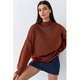 Oversized Halb-Stehkragen Strickpullover