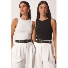 Schlankes Fit Crew Neck Cropped Top