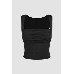 Ger&uuml;schte Bluse mit quadratischem Ausschnitt