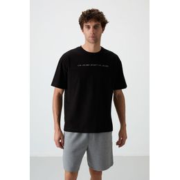 Oversized Rundhals T-Shirt mit Print