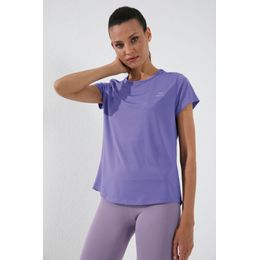 Damen Unifarben Kurzarm Rundhals T-Shirt