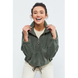 &Uuml;bergro&szlig;er Half-Zip Pl&uuml;sch-Sweatshirt