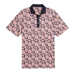Puma - "Fields" Poloshirt f&uuml;r Herren, Performance, Piqu&eacute; (Pfirsich/Blau)
