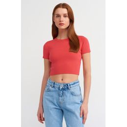 Damen Ripp-Crop-Top T-Shirt