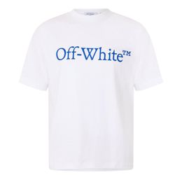 Off White - T-Shirt f&uuml;r Herren/Damen Unisex, Baumwolle, Regul&auml;r (Wei&szlig;/wahres Blau)
