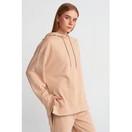 Oversized Baumwoll-Hoodie mit Schlitz