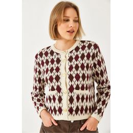 Jacquard-Strickjacke mit Taschen