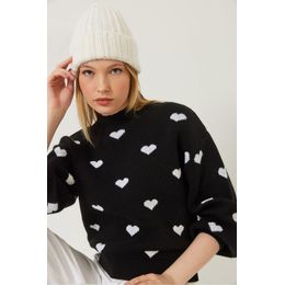 Herz-Muster Rundhalsausschnitt Relaxed Fit Pullover