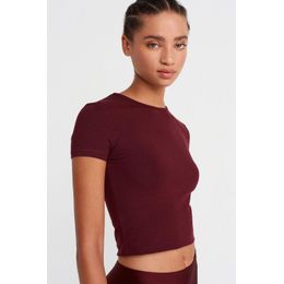 Damen Slim-Fit Crop Crew Neck T-Shirt
