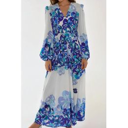 Gemustertes Maxikleid mit V-Ausschnitt