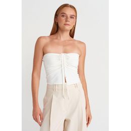 Damen Strapless Crop-Bluse mit Bindungsdetail