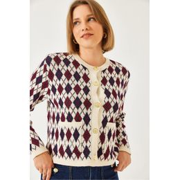 Jacquard-Strickjacke mit Taschen