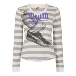Puma - "Clyde" T-Shirt f&uuml;r Damen, Lang&auml;rmlig (Wei&szlig;)
