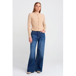 Hochtaillierte weite Denim-Jeans