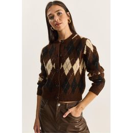 Dicker Jacquard-Strickcardigan mit Knopfverschluss