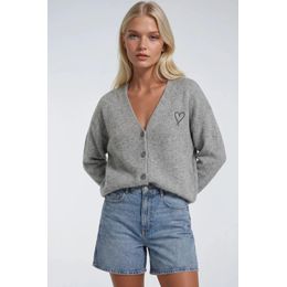 &Uuml;bergro&szlig;er Strick-Cardigan mit Herzdetail
