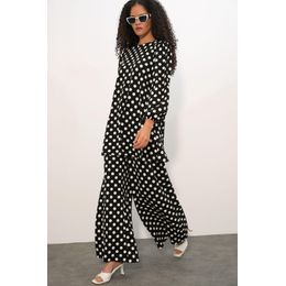 Texturierte Langarm-Tunika und weite Hose Set