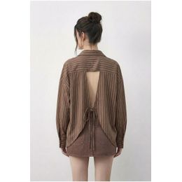 Gestreiftes Button-Up-Hemd mit Krawatten-Detail