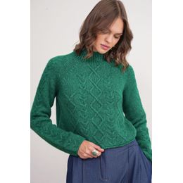 Rippstrick-Pullover mit Argyle-Muster und halbem Stehkragen