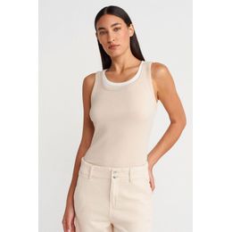 Rippstrick-Baumwoll-&Auml;rmellose Cami-Bluse