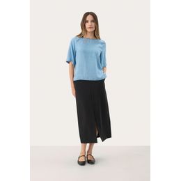 PART TWO Kurzarm-Bluse Lockere Passform Light Blue Denim
