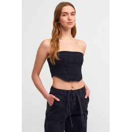 Figurbetontes Tr&auml;gersloses Denim-Crop-Top