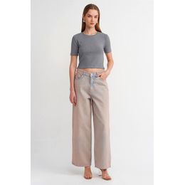 Hochtaillierte Weitbein-Jeans aus Baumwoll-Denim